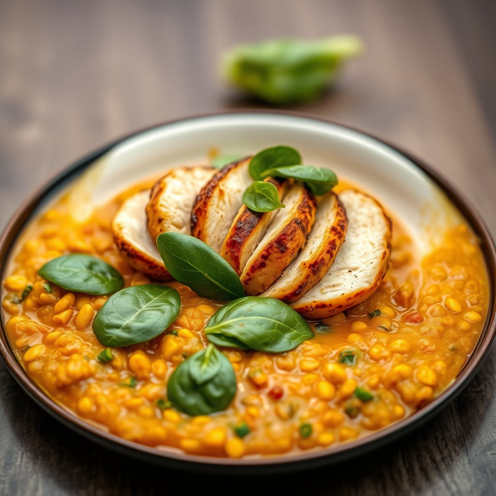 Red Lentil Dal with Pan-Seared Chicken and Spinach - OttoChef AI ...