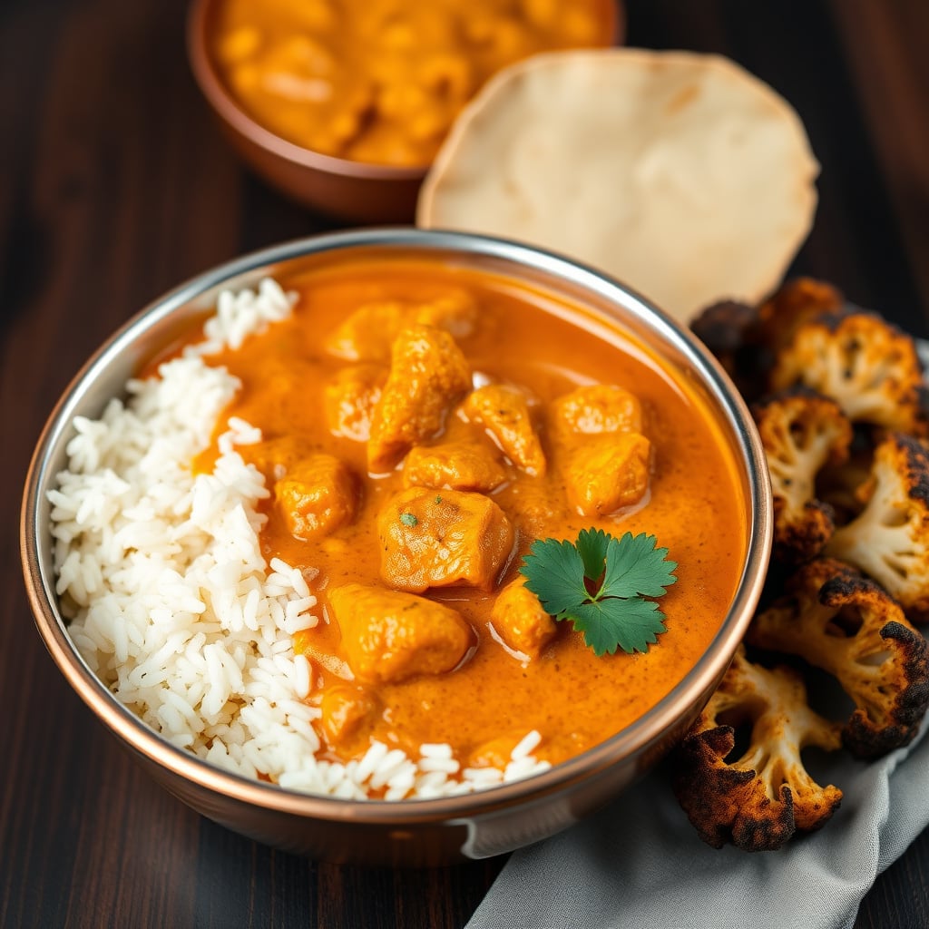 Indian-Style Butter Chicken (Murgh Makhani) with Basmati Rice and Cumin ...