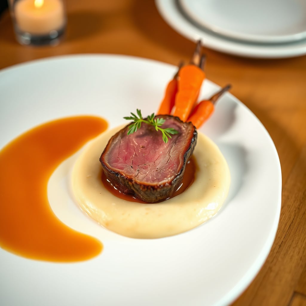 Pan-Seared Muscovy Duck Breast with Silk-Smooth Pommes Purée and Honey ...