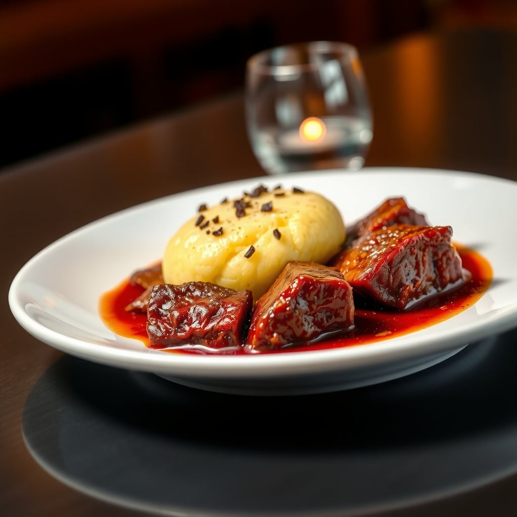 Red Wine Braised Beef Cheeks with Creamy Polenta - OttoChef AI ...