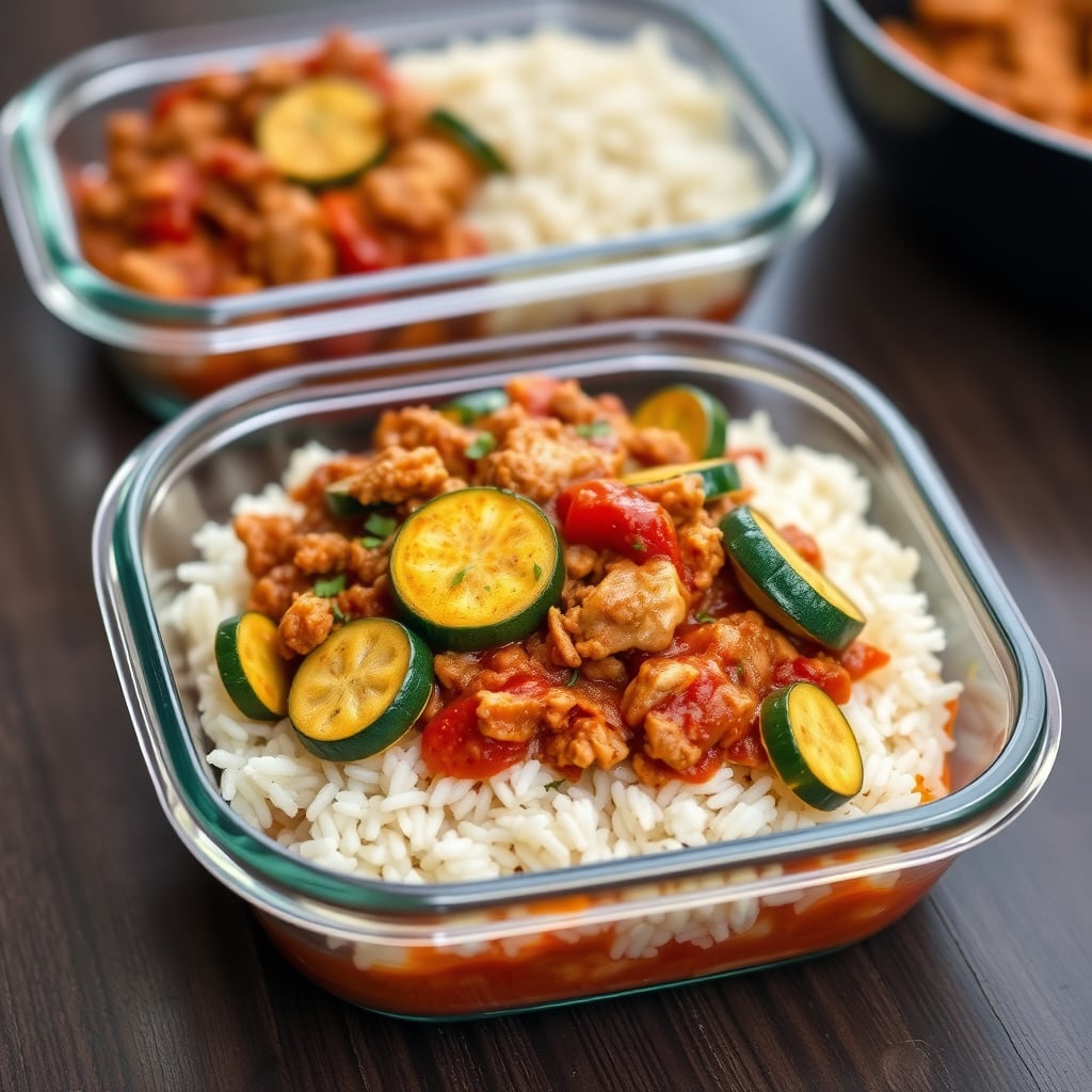 Ground Turkey and Zucchini Skillet with Marinara and White Rice ...