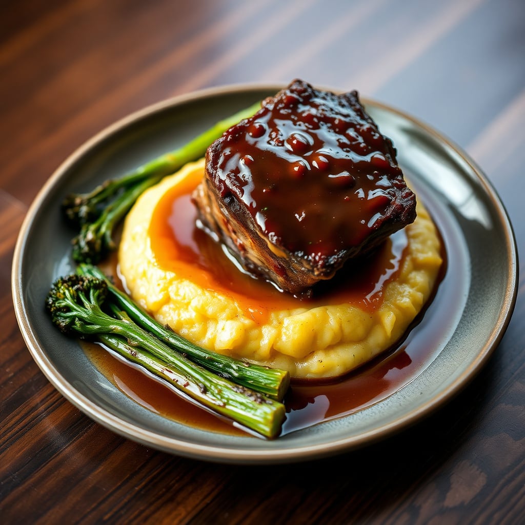 Braised Beef Short Ribs with Creamy Parmesan Polenta and Roasted ...