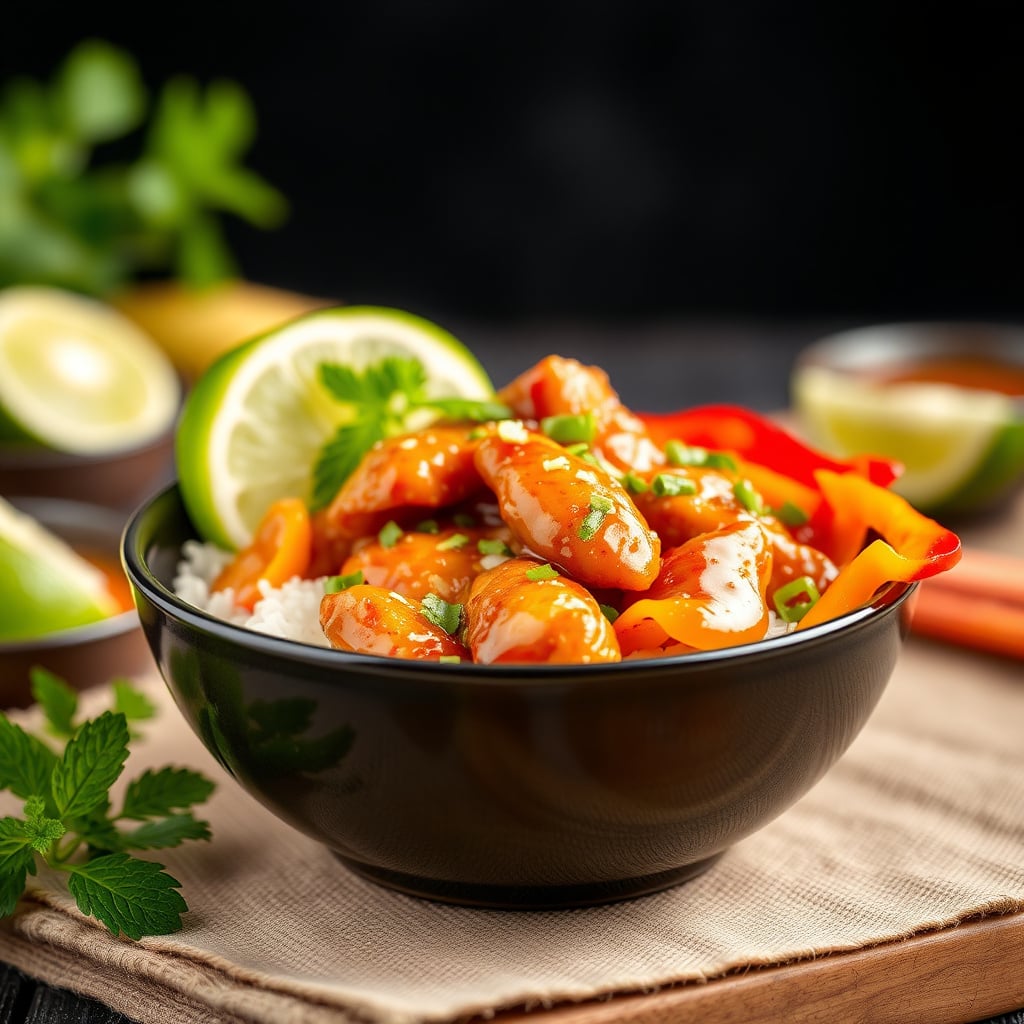 Honey-Lime Chicken and Pepper Rice Bowl - OttoChef AI | Discover ...
