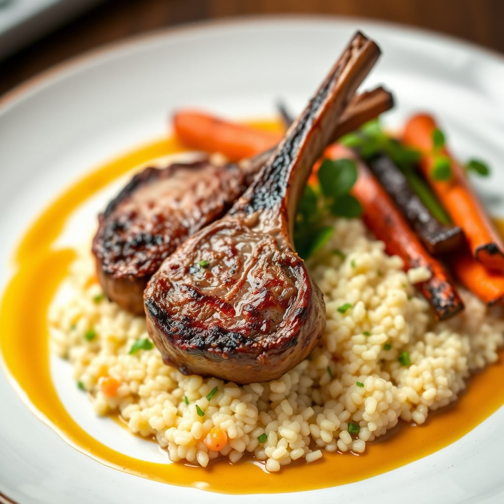 Moroccan-Spiced Lamb Chops with Mint Couscous and Roasted Carrots ...