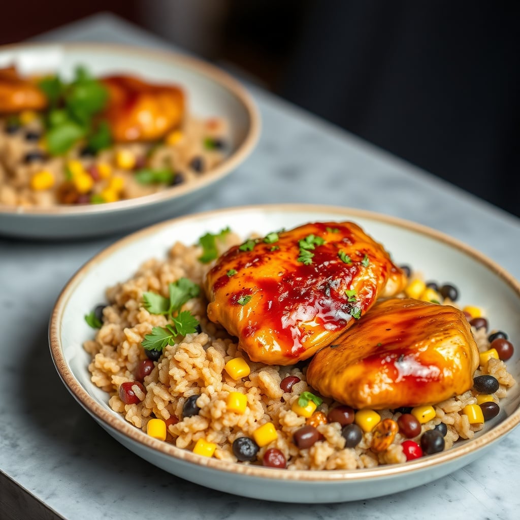 Honey-Chipotle Glazed Chicken Thighs with Cilantro-Lime Brown Rice and ...